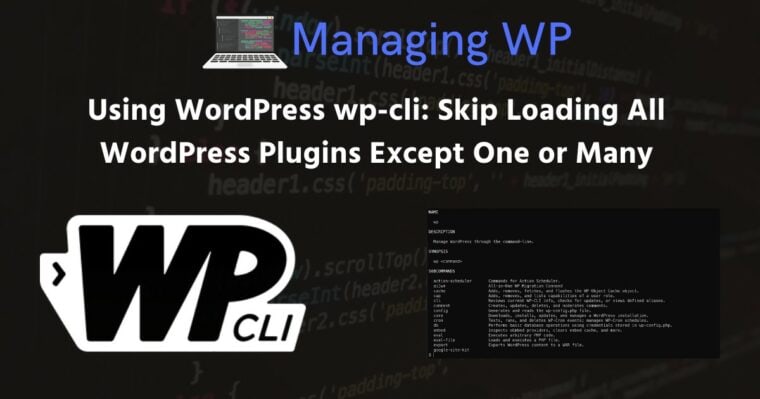 Using WordPress wp-cli: Skip Loading All WordPress Plugins Except One ...